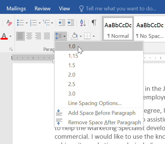 Word 2016 Line And Paragraph Spacing Page 1
