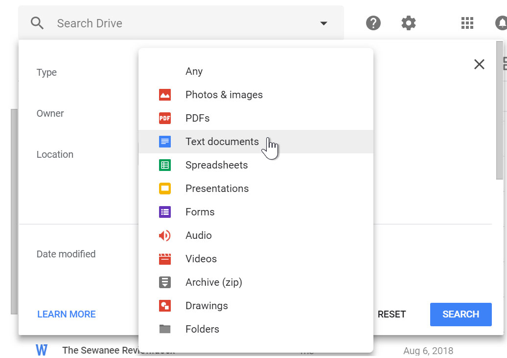 Google Sheets Managing Your Files