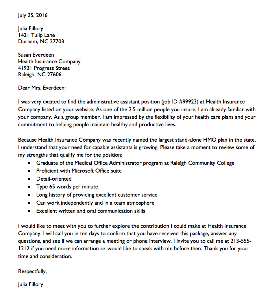 Cover Letter Good Examples