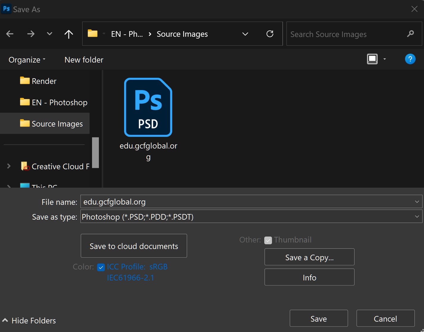 Photoshop Basics Saving Images