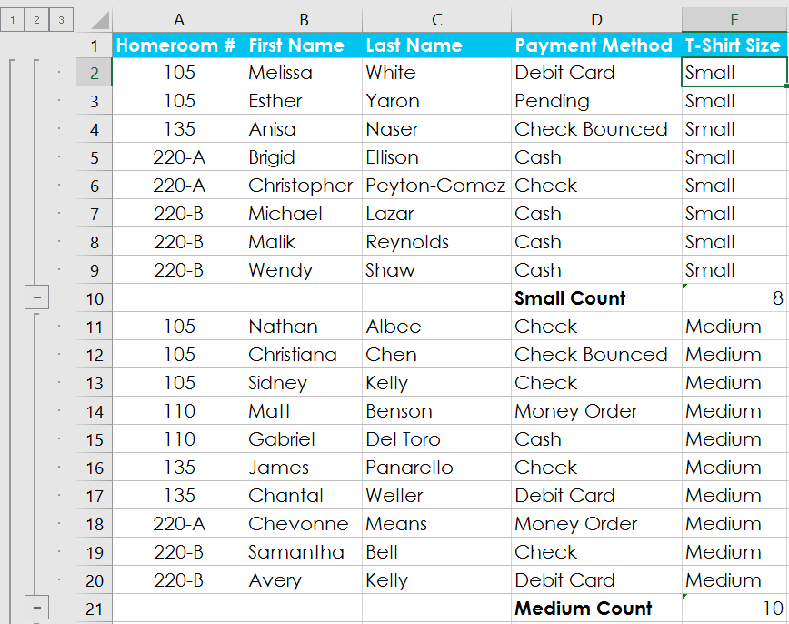 Excel 2016 Groups And Subtotals