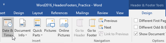 Word 2016 Headers And Footers