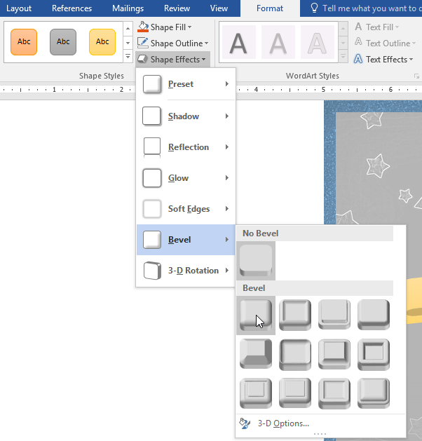Word 2016 Shapes