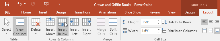 PowerPoint 2016 Tables