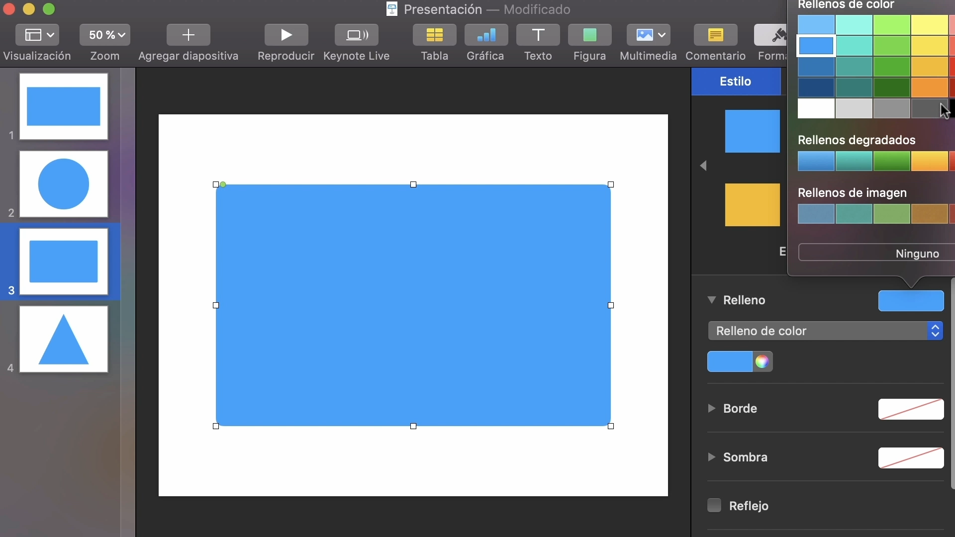 Presentaciones básicas: Insertar relleno en formas