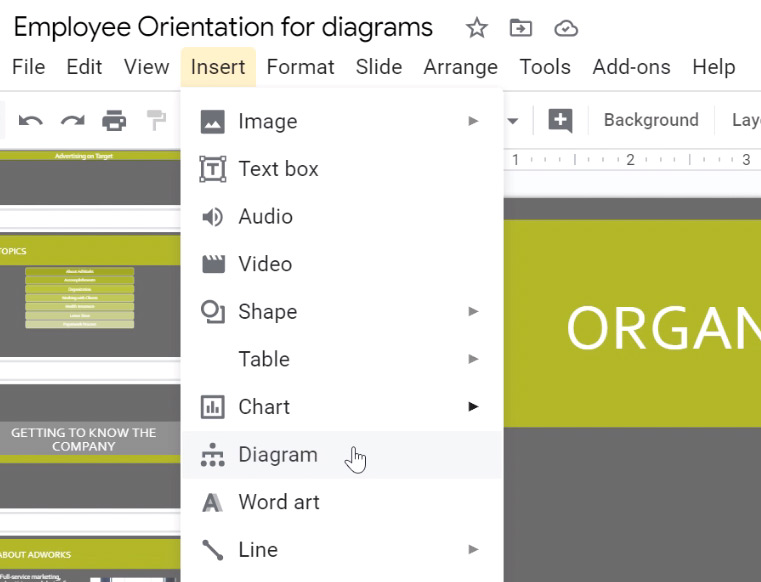 Google Slides Inserting And Editing Diagrams