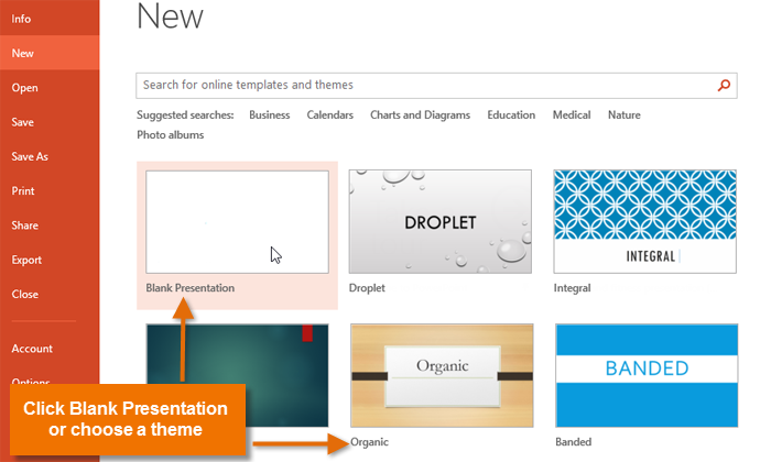 Creating A New Presentation